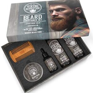 Ultimate Beard Care Conditioner Kit - Beard Grooming Kit for Men Softens, Smoothes and Soothes Beard Itch- Contains Beard Wash & Conditioner, Beard Oil, Beard Balm and Beard Comb- Classic Set