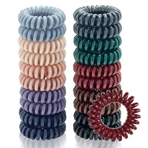 20 pcs spiral hair ties, tailaimei no crease coil hair ties, phone cord hair ties for thick hair – women ponytail holder elastics(10 color)