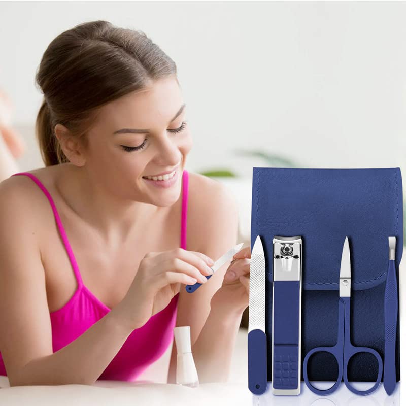 Nail Clipper Set Manicure Set Men Aceoce Mini Travel Manicure Grooming Kit Gift for Men Lovers Parents 4Pcs Personal Care Nail Care Tools Kit (BLUE us)