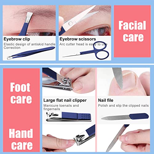 Nail Clipper Set Manicure Set Men Aceoce Mini Travel Manicure Grooming Kit Gift for Men Lovers Parents 4Pcs Personal Care Nail Care Tools Kit (BLUE us)