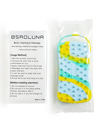 Silicone Exfoliating Body Scrubber Loofah Silicone Scalp Massager Shampoo Brush Soft Body Scrubbers for Use in Shower Lathers Well Easy to Clean 2 in 1 BSROLUNA (1 Pack Camouflage Green)