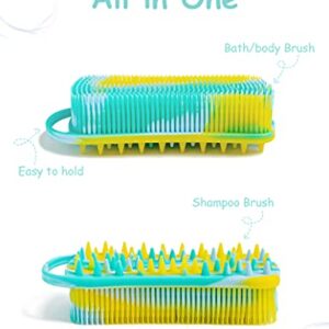 Silicone Exfoliating Body Scrubber Loofah Silicone Scalp Massager Shampoo Brush Soft Body Scrubbers for Use in Shower Lathers Well Easy to Clean 2 in 1 BSROLUNA (1 Pack Camouflage Green)