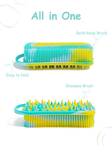 Silicone Exfoliating Body Scrubber Loofah Silicone Scalp Massager Shampoo Brush Soft Body Scrubbers for Use in Shower Lathers Well Easy to Clean 2 in 1 BSROLUNA (1 Pack Camouflage Green)