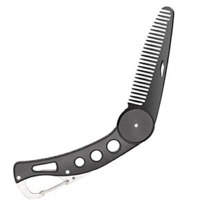 stainless steel folding beard comb, portable multifunction anti static fine to medium metal hair comb for men grooming, combing hair, beard, and mustache styling