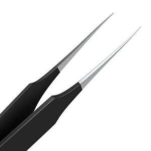 Tweezees Precision Black Stainless Steel Tweezers | Professional Slant Tip & Splinter Tip Tweezer For Eyebrows | Extra Sharp Hair Removal Tool | For Eyebrow Shaping | For Men And Women