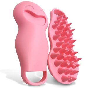 weecosy hair shampoo brush anti cellulite massager scalp care hair brush with soft silicone scalp massager (pink)