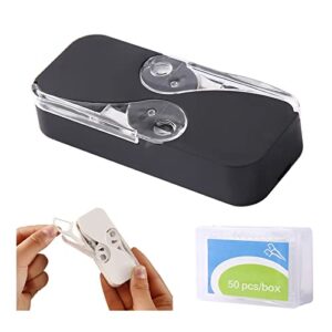 portable floss dispenser, dental floss portable case dental floss dispenser dental floss picks cases automatic floss organizer travel floss for women men teeth cleaning (black)