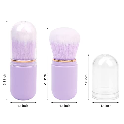 UNIMEIX Retractable Kabuki Brush Travel Makeup Brushes Face Blush Brush Foundation Brush for Liquid Makeup, Powder, Contouring, Cream(Purple)