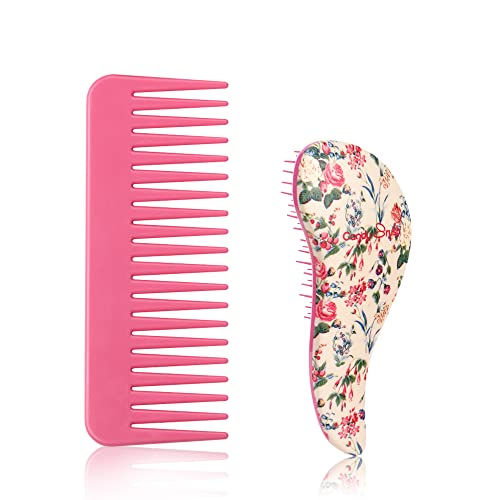 𝐂𝐀𝐍𝐃𝐘𝐁𝐑𝐔𝐒𝐇 Detangler Hair Brush Wet Brush Mini Detangling Hairbrush for Curly Thick Natural Straight Fine Wet Dry Hair for Kids Toddlers Girls Pain Free Small (Cute Flower)