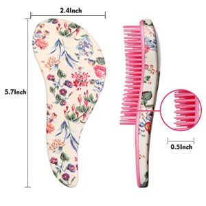 𝐂𝐀𝐍𝐃𝐘𝐁𝐑𝐔𝐒𝐇 Detangler Hair Brush Wet Brush Mini Detangling Hairbrush for Curly Thick Natural Straight Fine Wet Dry Hair for Kids Toddlers Girls Pain Free Small (Cute Flower)