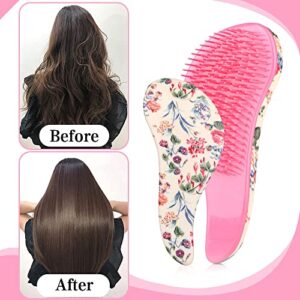 𝐂𝐀𝐍𝐃𝐘𝐁𝐑𝐔𝐒𝐇 Detangler Hair Brush Wet Brush Mini Detangling Hairbrush for Curly Thick Natural Straight Fine Wet Dry Hair for Kids Toddlers Girls Pain Free Small (Cute Flower)