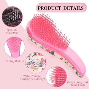 𝐂𝐀𝐍𝐃𝐘𝐁𝐑𝐔𝐒𝐇 Detangler Hair Brush Wet Brush Mini Detangling Hairbrush for Curly Thick Natural Straight Fine Wet Dry Hair for Kids Toddlers Girls Pain Free Small (Cute Flower)