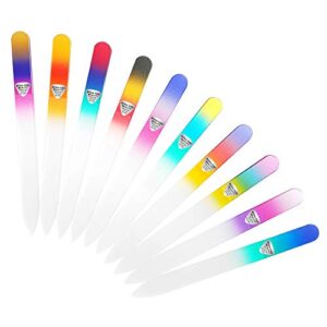 glass nail files for natural nails, fingernail files, manicure set nail care, gentle comfortable filing, leaves nails smooth – bona fide beauty 10-piece premium czech crystal nail files