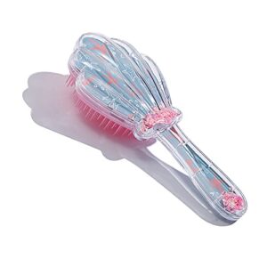 mermaid detangler hair brush, detangling hair comb christmas shell glitter comb hairbrush massage scalp no pain detangler for dry & wet hair kids girls woman (pink)