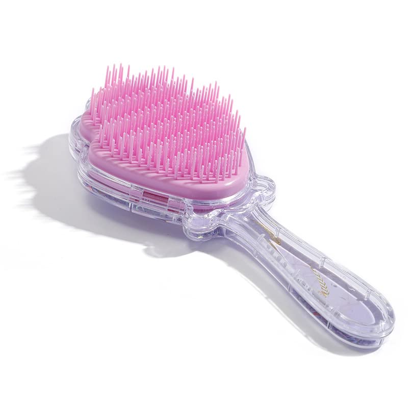 Mermaid Detangler Hair Brush, Detangling Hair Comb Christmas Shell Glitter Comb Hairbrush Massage Scalp No Pain Detangler for Dry & Wet Hair Kids Girls Woman (Pink)