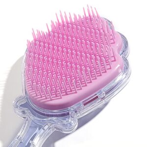 Mermaid Detangler Hair Brush, Detangling Hair Comb Christmas Shell Glitter Comb Hairbrush Massage Scalp No Pain Detangler for Dry & Wet Hair Kids Girls Woman (Pink)