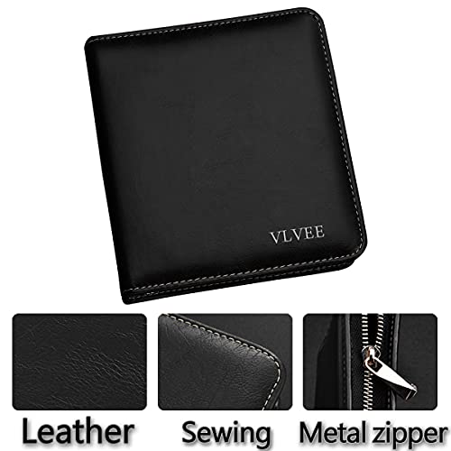 VLVEE Nail Clippers, 19pcs Stainless Home Nail Cutter Personal Care,With Zipper PU Leather Fingernail Clipper Grooming Set,Gifts for Men,Women