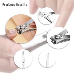 VLVEE Nail Clippers, 19pcs Stainless Home Nail Cutter Personal Care,With Zipper PU Leather Fingernail Clipper Grooming Set,Gifts for Men,Women