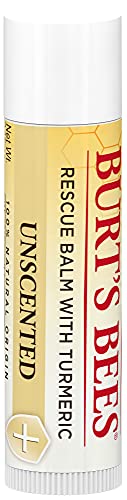 Burt's Bees 100% Natural Origin Rescue Lip Balm With Beeswax and Antioxidant-Rich Turmeric Promotes Healing Of Extremely Dry Lips, Unscented, 2 Tubes in Blister Box