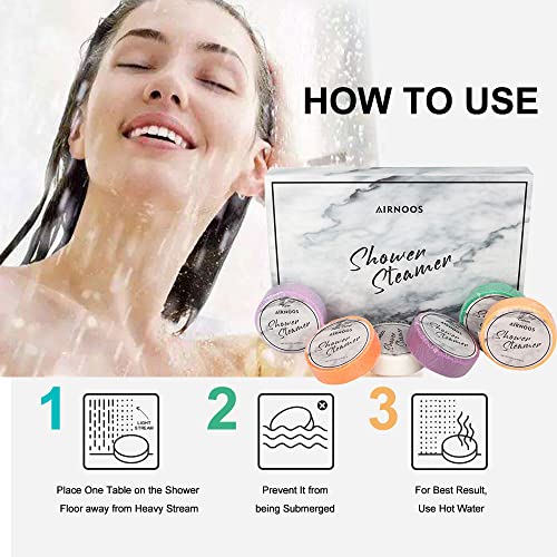 AIRNOOS Aromatherapy Shower Steamers Variety Pack of 6 Shower Bombs，Relaxation Gift for Couple