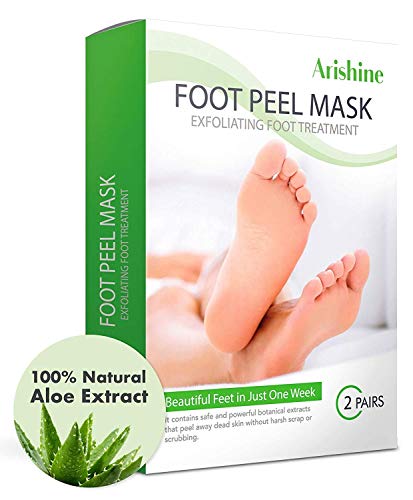 Arishine Foot Peel Mask - 2 Pack - For Cracked Heels, Dead Skin & Calluses - Make Your Feet Baby Soft & Get a Smooth Skin, Removes & Repairs Rough Heels, Dry Toe Skin - Exfoliating Peeling Natural Treatment