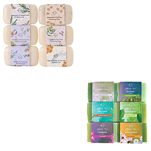 O Naturals. Natural Soap Collection and Green Tea Soap Collection Bundle. Two 6 packs 4 ounce Each Bar