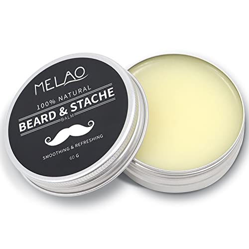 MELAO Beard Balm Softener Cream Mustache Wax & Mustache Conditioner Softener & Leave In Moisturizer Wax,Natural Beard Oil Butter for Beard Mustache Grooming and Styling