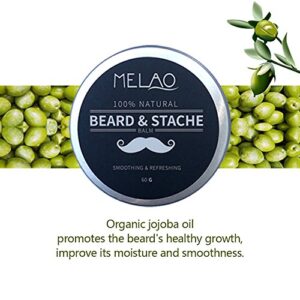 MELAO Beard Balm Softener Cream Mustache Wax & Mustache Conditioner Softener & Leave In Moisturizer Wax,Natural Beard Oil Butter for Beard Mustache Grooming and Styling