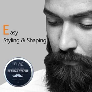 MELAO Beard Balm Softener Cream Mustache Wax & Mustache Conditioner Softener & Leave In Moisturizer Wax,Natural Beard Oil Butter for Beard Mustache Grooming and Styling