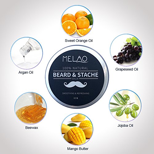 MELAO Beard Balm Softener Cream Mustache Wax & Mustache Conditioner Softener & Leave In Moisturizer Wax,Natural Beard Oil Butter for Beard Mustache Grooming and Styling