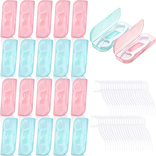 Newtay Dental Floss Picks with Travel Case Portable Dental Floss Travel Flosser for Women Men Teeth Cleaning, Peach Powder and Fresh Green (20 Box)