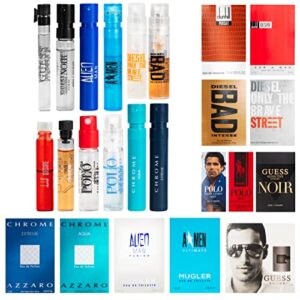 infinite scents cologne samples for men: 12 designer fragrances + pocket-sized pouch – travel-size men’s cologne sampler set, cologne sample pack gift set