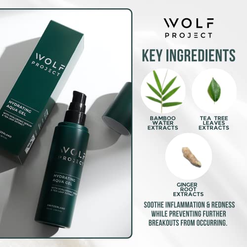 Wolf Project Men Skin Care Kit - Advanced Skin Care Set - Anti-Aging Face Moisturizer Gel Cream, Hydrating Charcoal Face Sheet Mask, Charcoal Face Cleanser - 3-Pack Mens Facial Care Kit