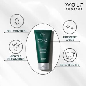 Wolf Project Men Skin Care Kit - Advanced Skin Care Set - Anti-Aging Face Moisturizer Gel Cream, Hydrating Charcoal Face Sheet Mask, Charcoal Face Cleanser - 3-Pack Mens Facial Care Kit