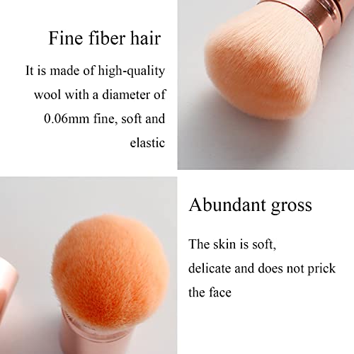 QiBusLeen Retractable Kabuki Foundation Makeup Brush Travel Blush Brush Flat Top Kabuki Face Blush Liquid Powder Foundation Brush for Blush, Buffing, Highlight, Contour, Flawless Powder Cosmetics (Gold)