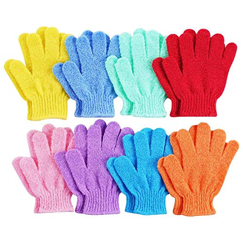 16 pcs Exfoliating Shower Gloves,Double Sided Exfoliating Bath Gloves Deep Clean Dead Skin for Spa Massage Beauty Skin Shower Body Scrubber Bathing Accessories.-8 Multi-Colors