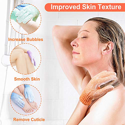 16 pcs Exfoliating Shower Gloves,Double Sided Exfoliating Bath Gloves Deep Clean Dead Skin for Spa Massage Beauty Skin Shower Body Scrubber Bathing Accessories.-8 Multi-Colors