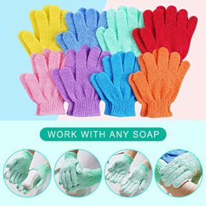 16 pcs Exfoliating Shower Gloves,Double Sided Exfoliating Bath Gloves Deep Clean Dead Skin for Spa Massage Beauty Skin Shower Body Scrubber Bathing Accessories.-8 Multi-Colors