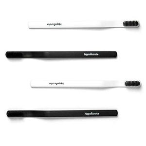 HippoCrate Charcoal Toothbrush with Soft Bristles, Dentist Approved (4 Counts)