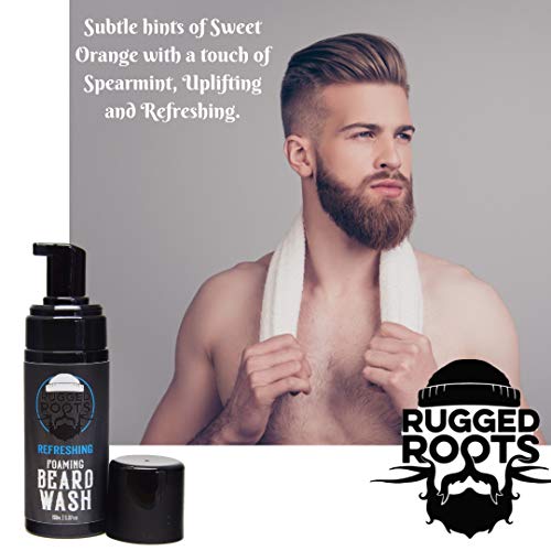 Rugged Roots Foaming Beard Wash -Refreshing Clean Scent of Spearmint, Unique Gift for Men