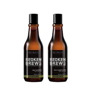 redken brews daily shampoo and conditioner for men, lightweight cleanser for all hair types