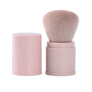 rn beauty retractable kabuki brushes foundation brush blush brush bronzer brush face blender brush professional powder mineral blending buffing makeup application portable with cover – pink