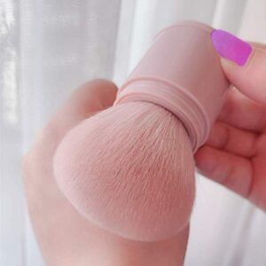 RN BEAUTY Retractable Kabuki Brushes Foundation Brush Blush Brush Bronzer Brush Face Blender Brush Professional Powder Mineral Blending Buffing Makeup Application Portable With Cover - Pink