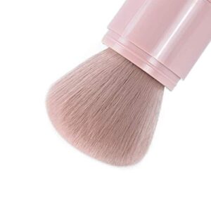 RN BEAUTY Retractable Kabuki Brushes Foundation Brush Blush Brush Bronzer Brush Face Blender Brush Professional Powder Mineral Blending Buffing Makeup Application Portable With Cover - Pink