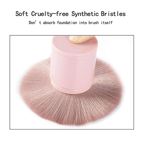 RN BEAUTY Retractable Kabuki Brushes Foundation Brush Blush Brush Bronzer Brush Face Blender Brush Professional Powder Mineral Blending Buffing Makeup Application Portable With Cover - Pink