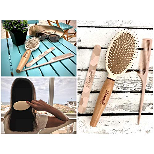 Hair Brush, Hair Comb and Nail File - Hair Brush Set | Detangling Hair Brush, Hair Brush for Women | Rat Tail Comb, Teasing Comb | Double Sided Nail File