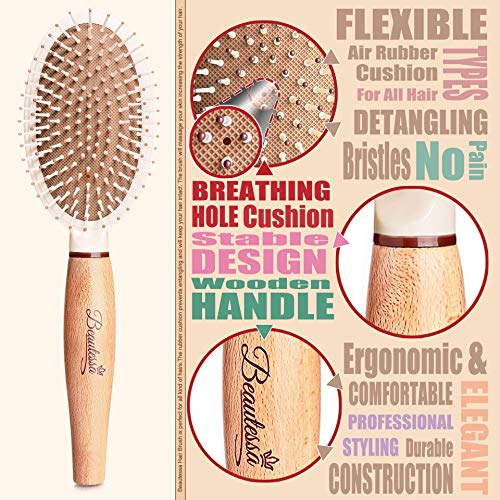 Hair Brush, Hair Comb and Nail File - Hair Brush Set | Detangling Hair Brush, Hair Brush for Women | Rat Tail Comb, Teasing Comb | Double Sided Nail File