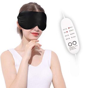 emacombo heated eye mask reusable usb silk steaming eye mask with temperature/timer control for sleeping eye puffiness, dry eye, tired eyes, blepharitis, styes and eye bag