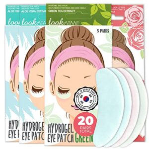 under eye patches for dark circles and puffiness (20 pairs) – korean skin care caffeine collagen eye patches for puffy eyes -hydrogel eye patch – under eye mask – aloe vera rose green tea gel eye pads