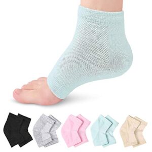 5 pairs moisturizing socks, foot heel socks, open toe socks, ventilate gel spa socks for womens (one size fits most, 5 colors(green+pink+beige+black+grey))